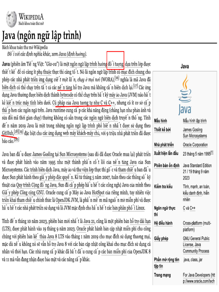 Java (Ngôn NG LP Trình) - Wikipedia Ting Vit | PDF