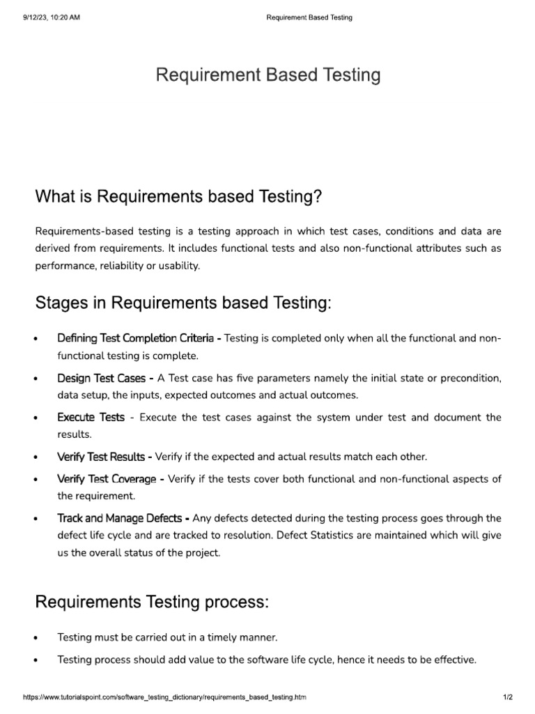 Requirement Testing | PDF