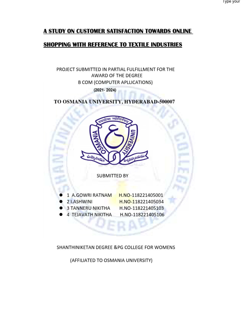 Project (1) Nikitha | PDF | Sampling (Statistics) | Online Shopping