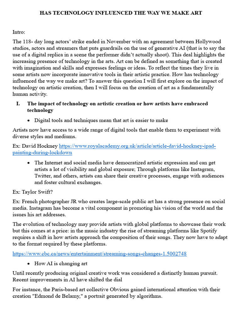 Has Technology Influenced The Way We Make Art 2 | PDF | Artificial ...
