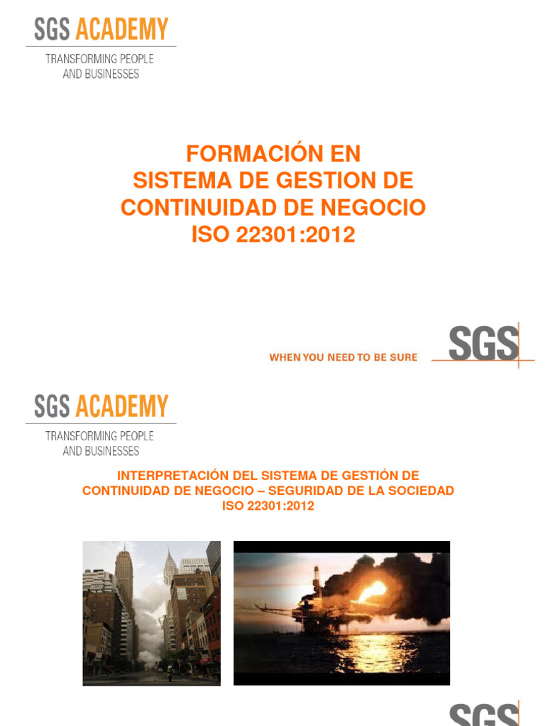 Formación en SGCN ISO 22301:2012 | PDF | Planificación | Business