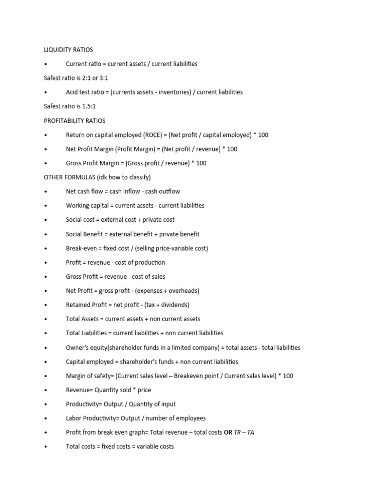 All The Formulas For Business | PDF | Finance & Money Management ...