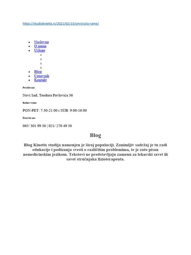 Šta Je Smrznuto Rame | PDF