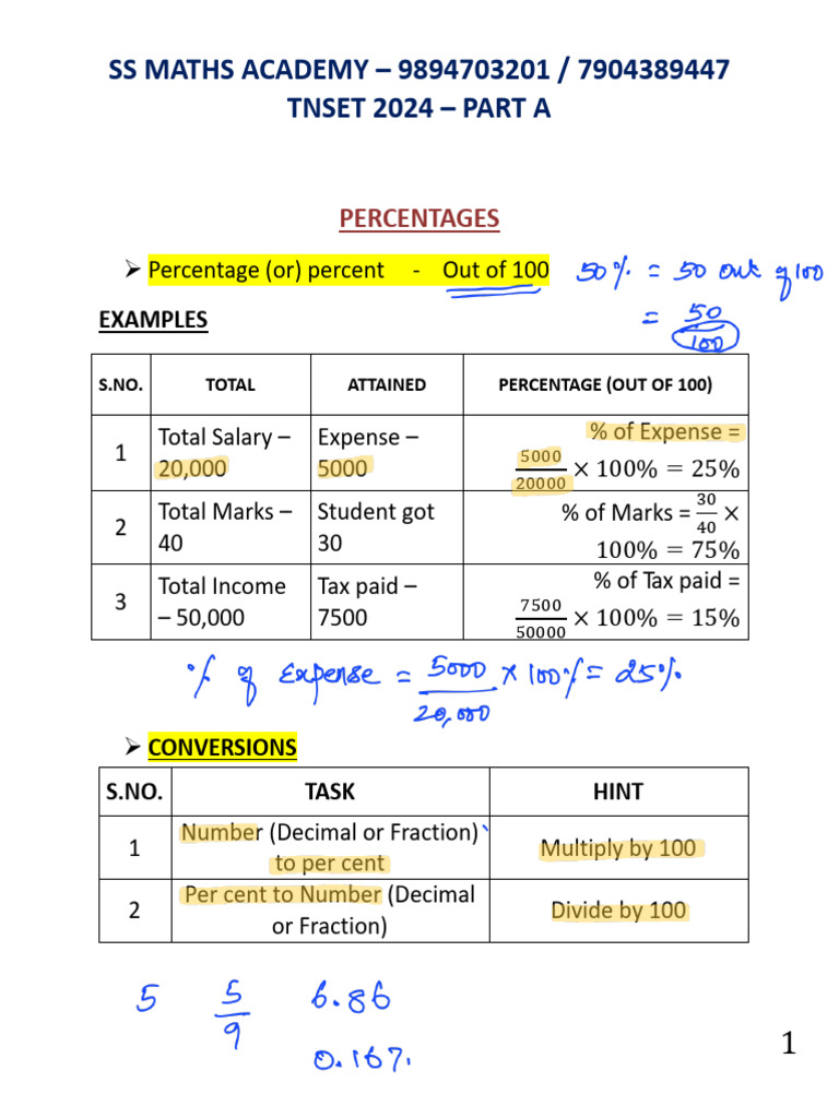 Percentages 01 | PDF | Percentage | Arithmetic
