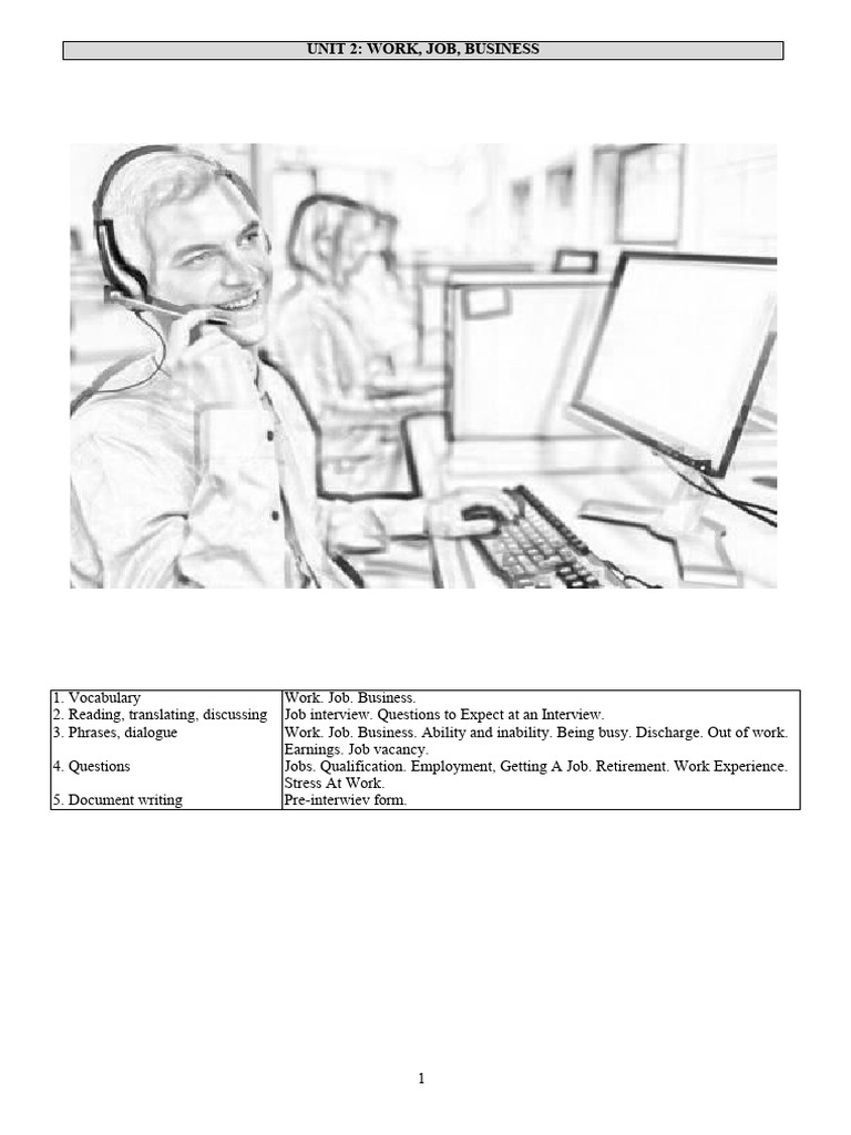 Unit 2: Work, Job, Business | PDF