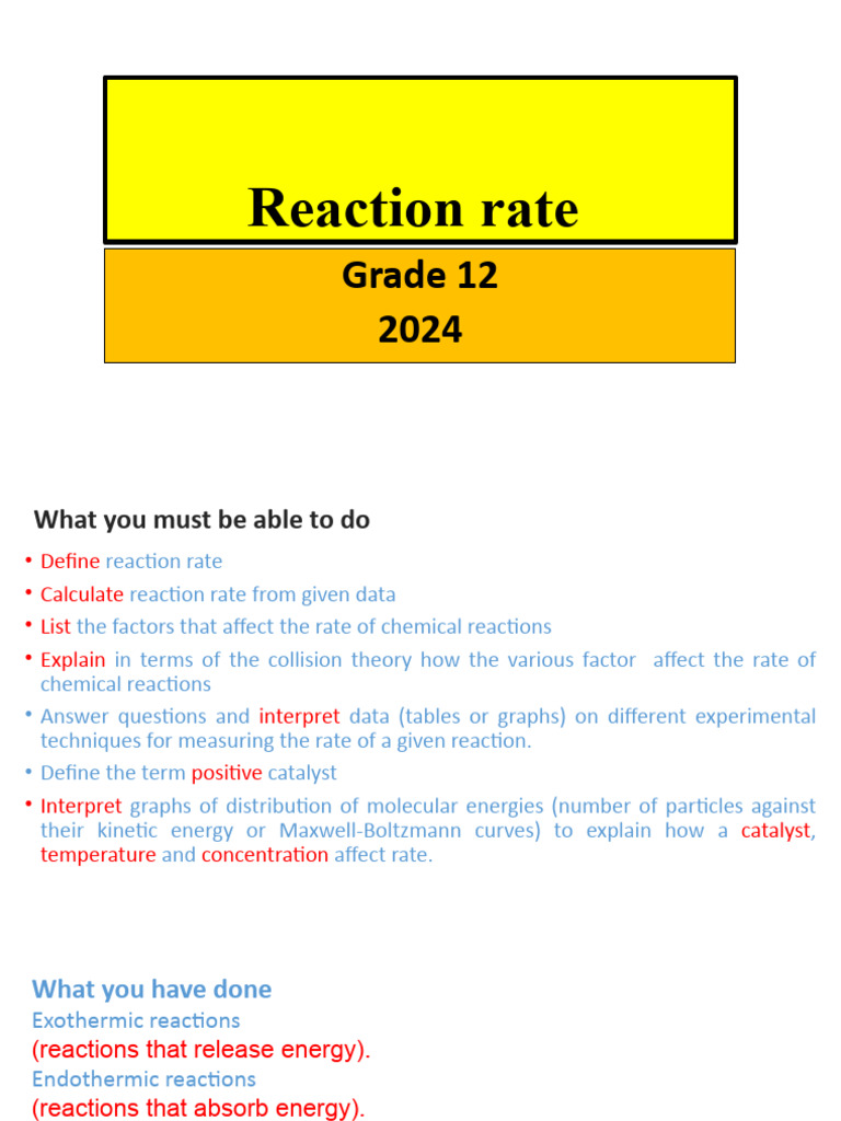 Reaction Rate 2024 | PDF | Reaction Rate | Chemical Reactions Reaction Rate 2024 | PDF | Reaction Rate | Chemical Reactions