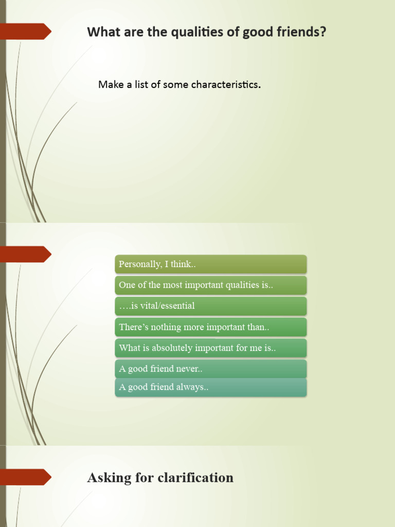 8 Qualities of A Good Friend - Powerpoint - 1 | PDF | Behavioural ...