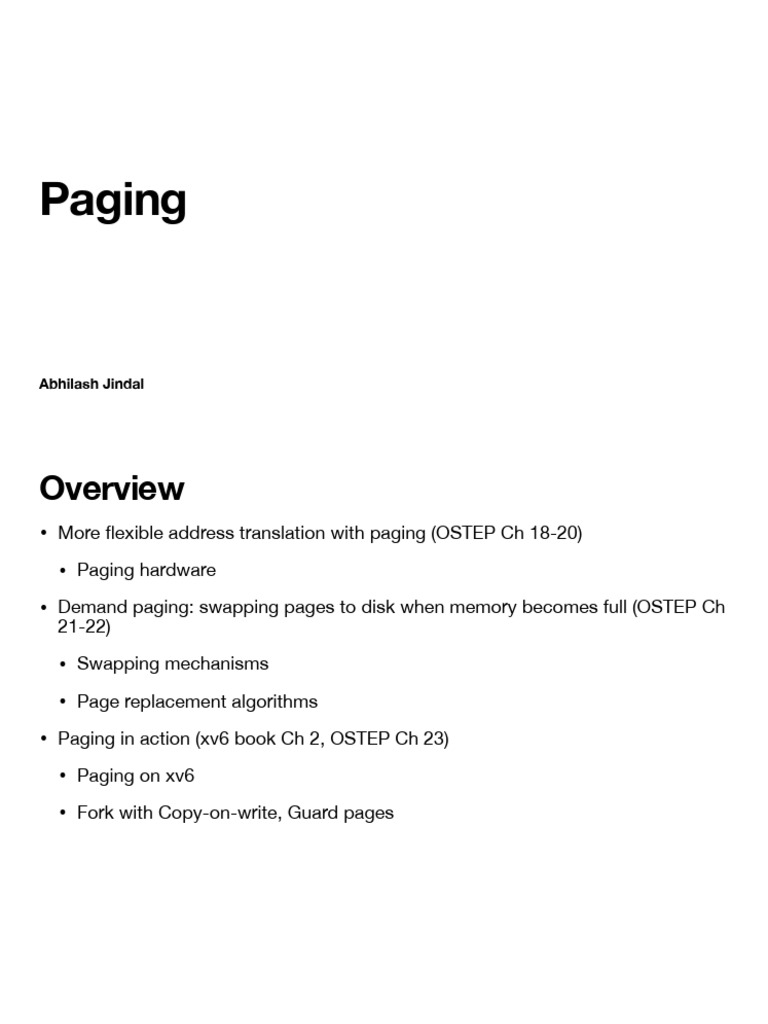 07 Paging Pdf Operating System Computer Architecture