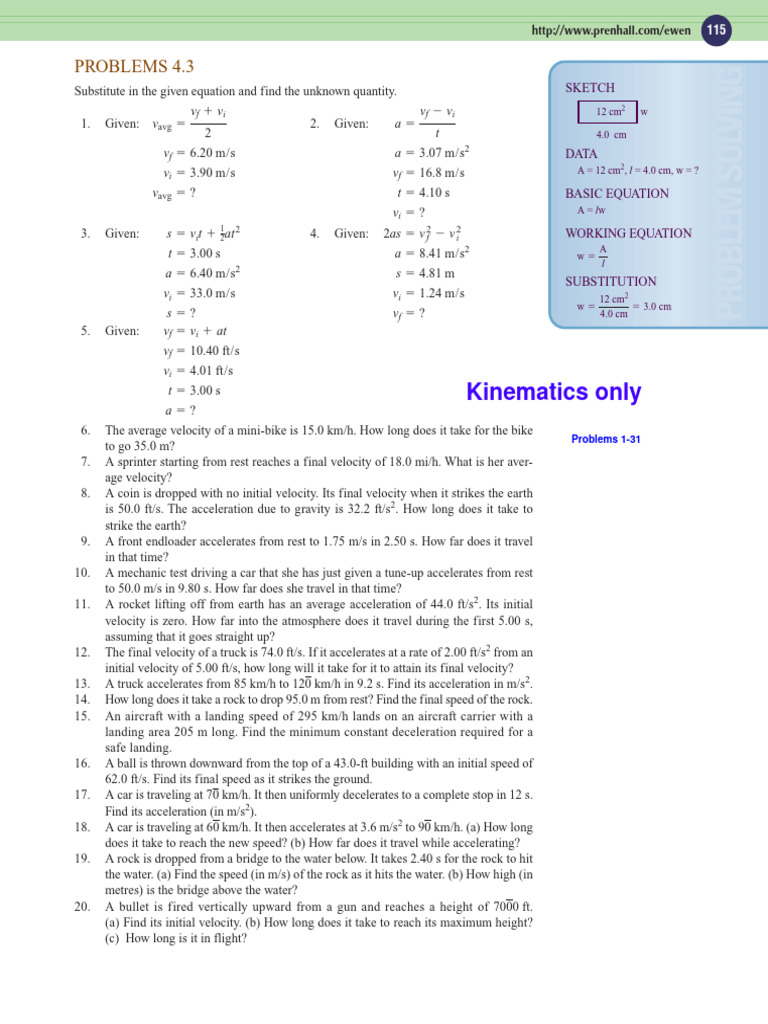 Kinematics Problem Solving Guide | PDF | Acceleration | Projectiles