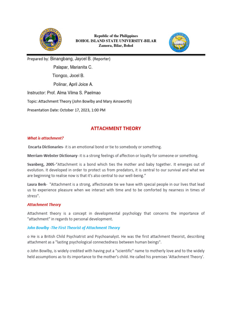 Attachment Theory | PDF | Attachment Theory | Human Development Attachment Theory | PDF | Attachment Theory | Human Development