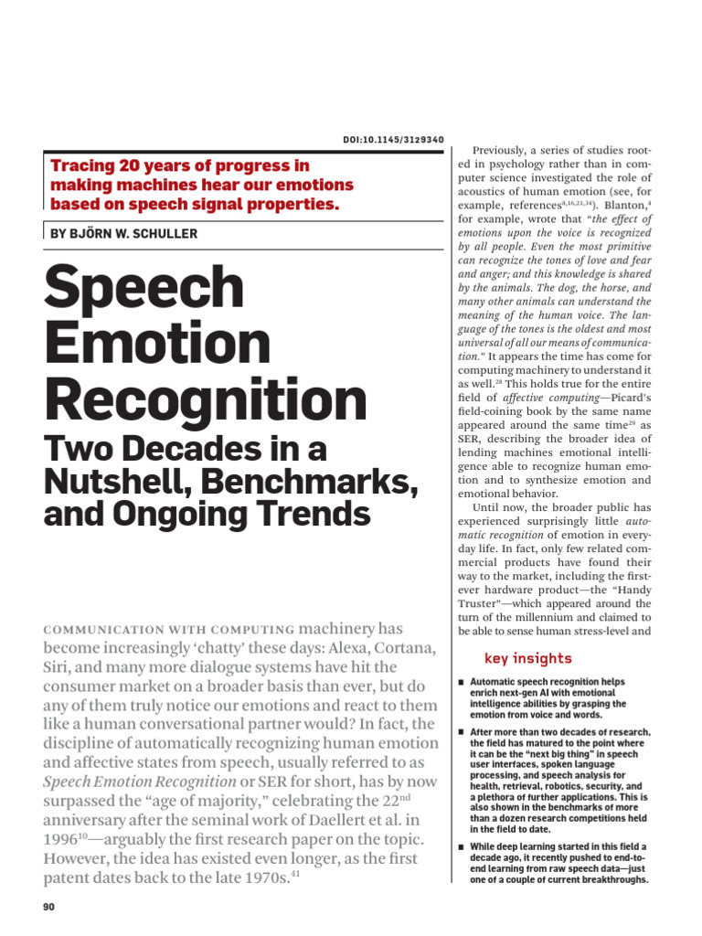 Speech Emotion Recognition: Two Decades in A Nutshell, Benchmarks, and ...