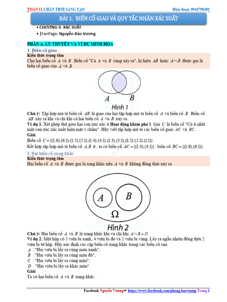 Bai-1-Bien Co Giao Va Quy Tac Nhan Xac Suat - CH - TL | PDF