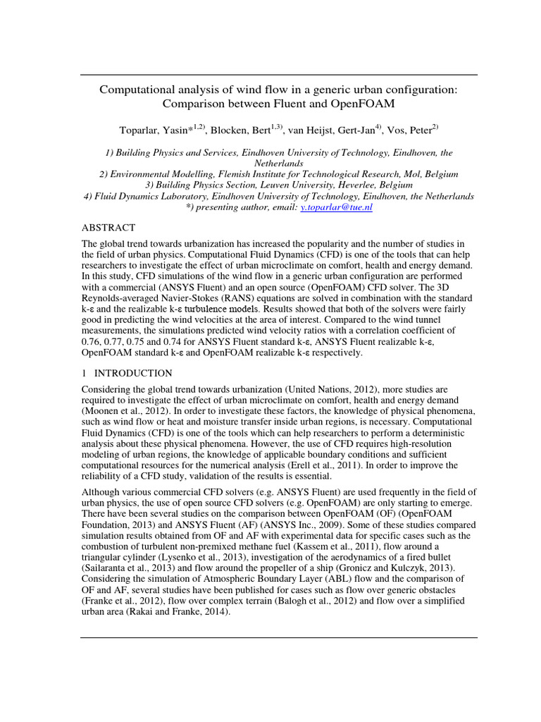 1) OpenFoam - Blocken - O132 - 0087 - Toparlar - Etal | PDF | Computational Fluid Dynamics ...