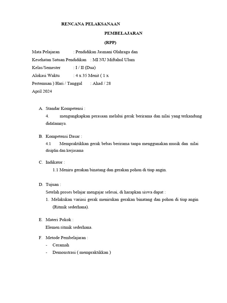 6.rpp Kelas 1 Part 2 | PDF