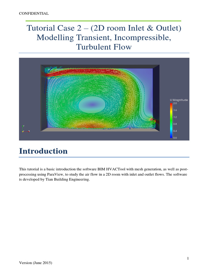 BIM HVACTool CFD Tutorial Case 2 (MAR 2015) (2D Room Inlet Outlet Flow ...