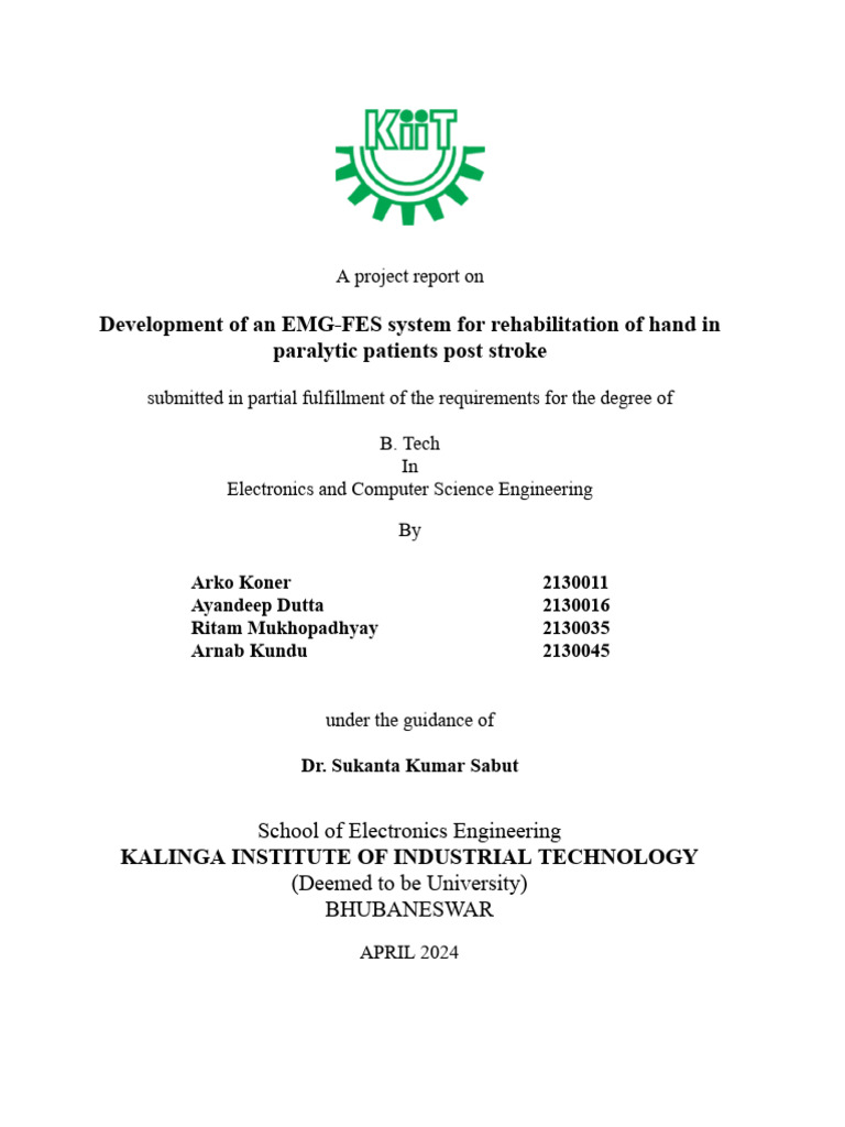 MINOR PROJECT REPORT GROUP ECSc-12 | PDF | Electromyography ...