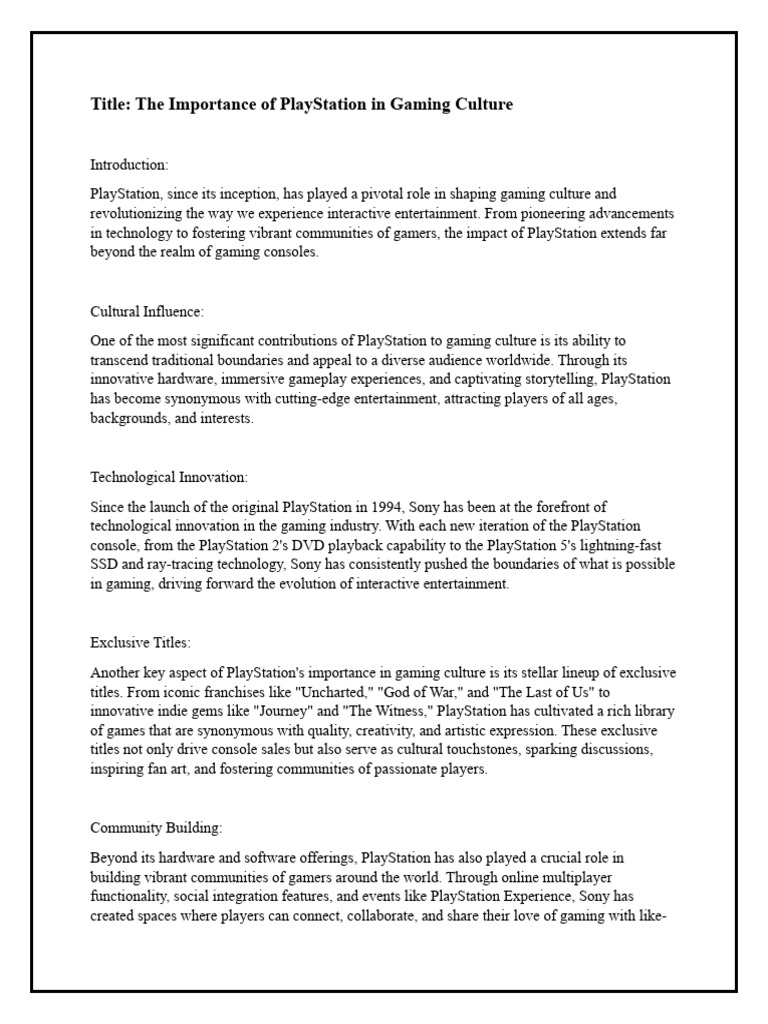 Importance PS Notes | PDF | Play Station | Entertainment