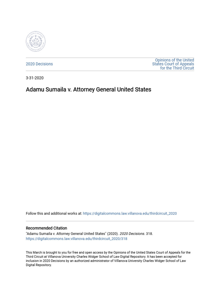Adamu Sumaila v. Attorney General United States | PDF | Asylum In The ...