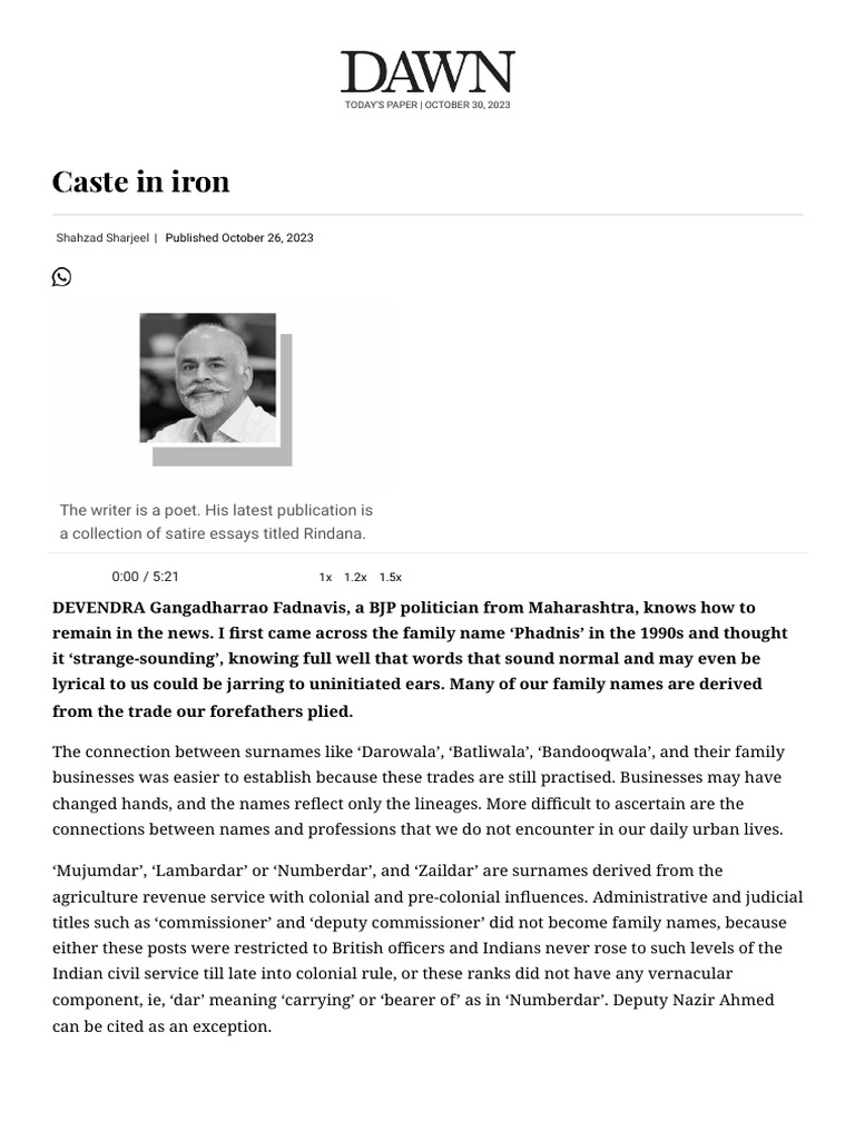 Caste in Iron - Newspaper | PDF | Caste