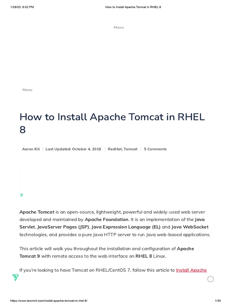 How To Install Apache Tomcat In Rhel 8 Pdf Java Programming