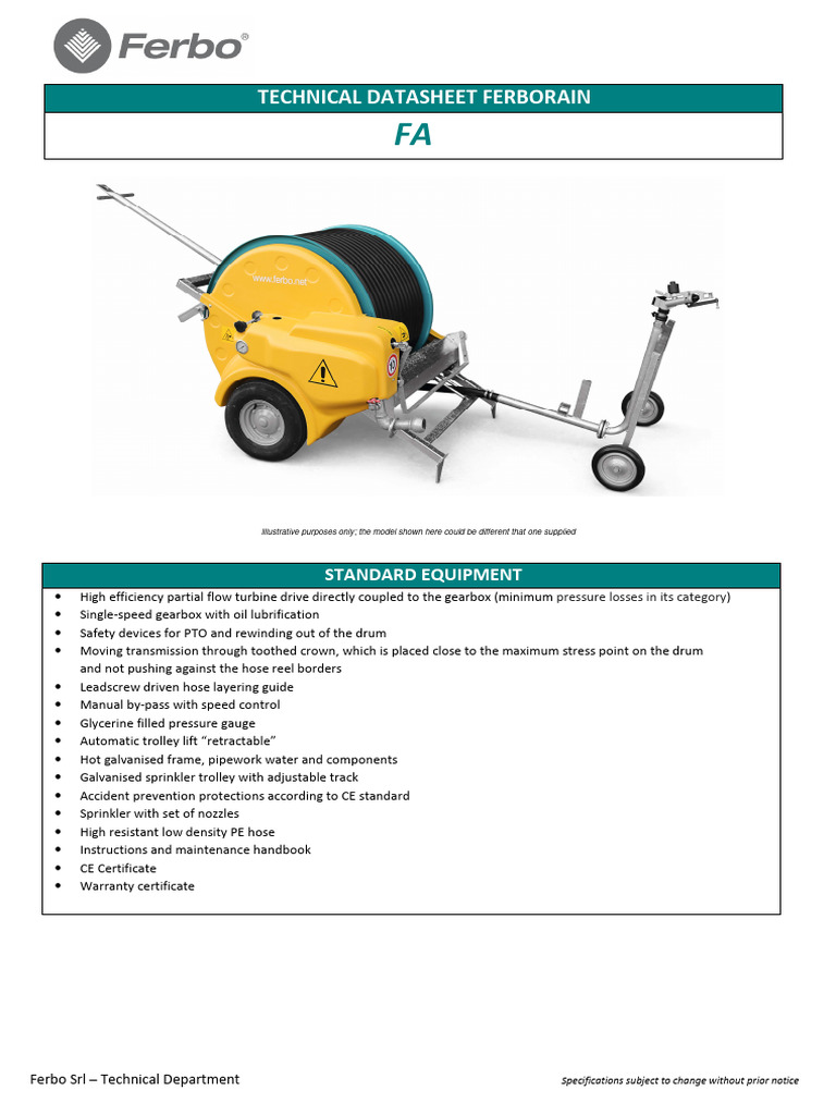 Tech. Datasheet FA | PDF | Mechanical Engineering | Manufactured Goods