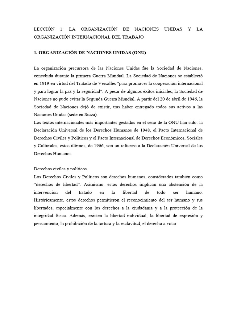 ONU y OIT: Derechos Humanos y Laborales | PDF | Organización ...