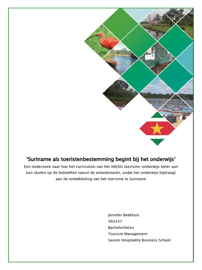 Suriname Als Toeristenbestemming Begint Bij Het Onderwijs | PDF