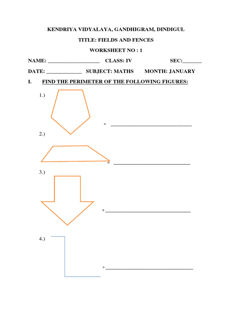 Worksheets For Dec 5 std1 | PDF | Area | Rectangle