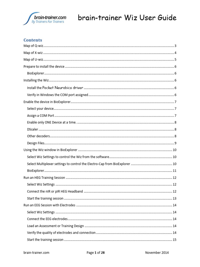 Brain-Trainer Wiz User Guide | PDF | Codec | Electroencephalography