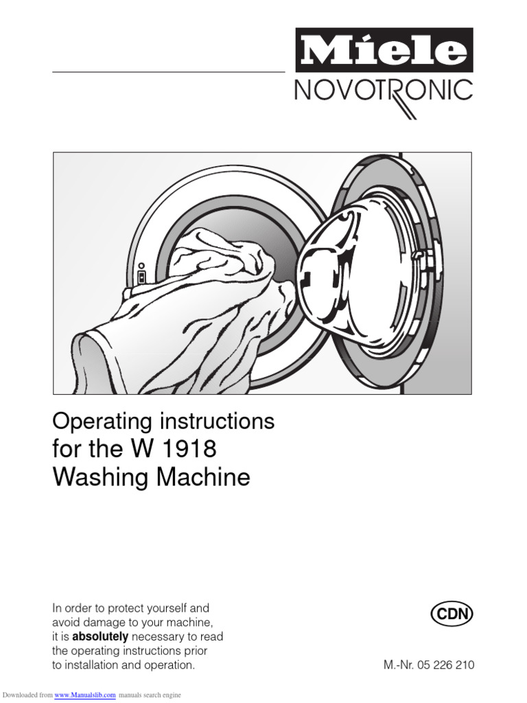 Miele W1918 Operating manual (EN) | PDF | Laundry