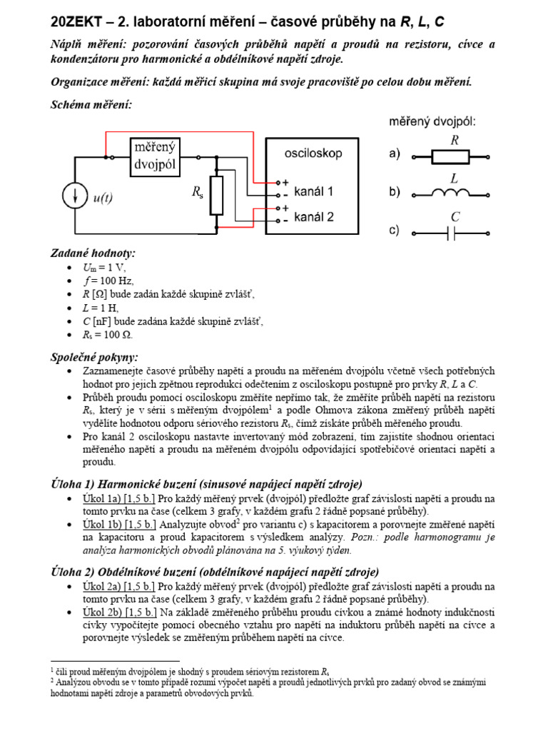 Lab ZEKT 2 Casove Prubehy RLC | PDF
