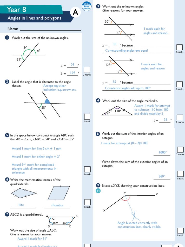 Angles in Parallel Lines and Polygons | PDF | Angle | Classical Geometry