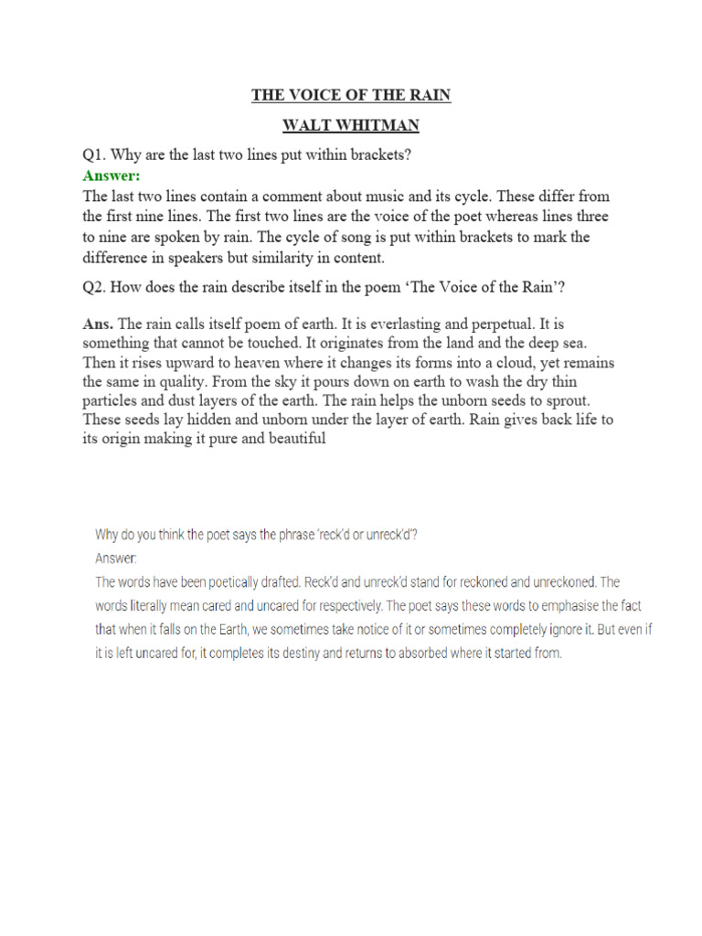The Voice of The Rain | PDF | Poetry