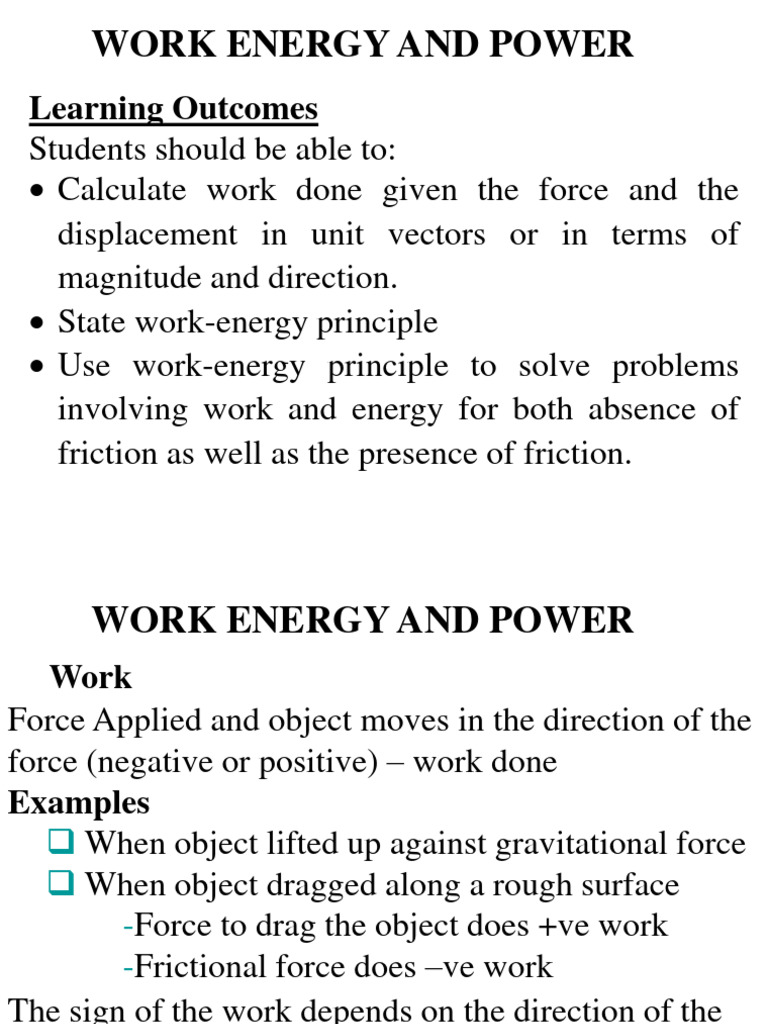 Lecture 16 Work Energy Power 1 | PDF | Force | Applied And ...