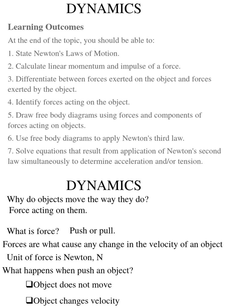 Lecture 12 Dynamics 1 | PDF | Force | Weight