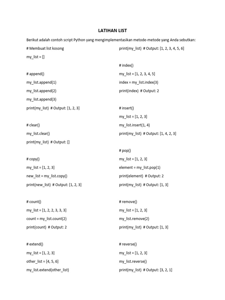 Latihan Python List Pdf 