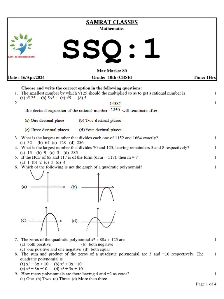 Real Polynomial SSQ 2024 | PDF | Polynomial | Numbers