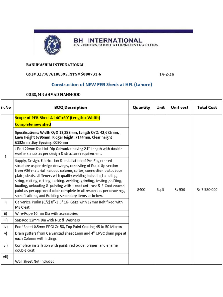 Discounted Q HFL Pakistan 14-2-24 | PDF | Screw | Pipe (Fluid Conveyance)