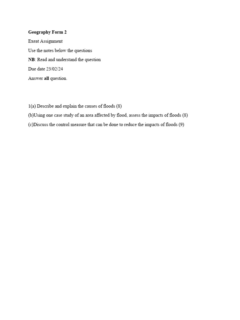 Geography Form 2 | PDF | Flood | River