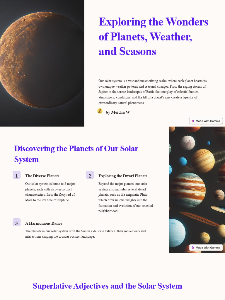 Exploring the Wonders of Planets Weather and Seasons | PDF | Planets ...