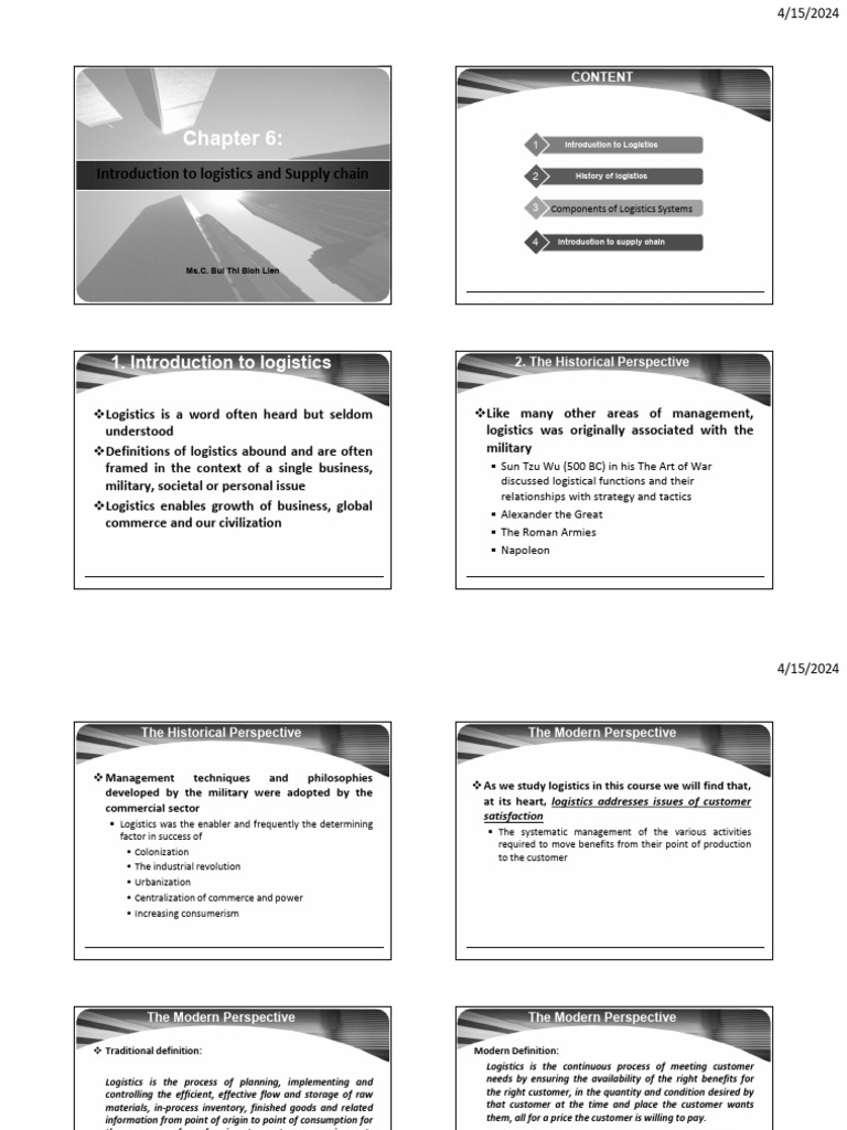 Chap 6 - Logistics | PDF | Logistics | Supply Chain