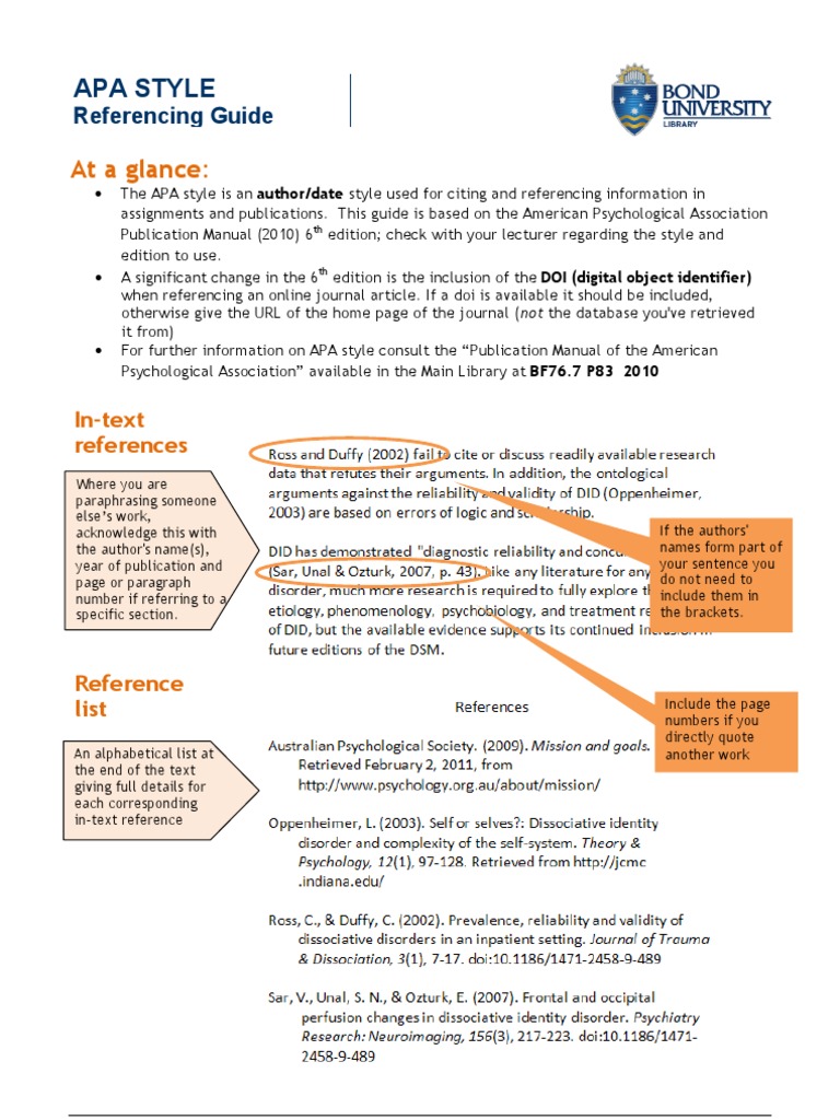 APA Referencing Guide | PDF | Digital Object Identifier | Apa Style