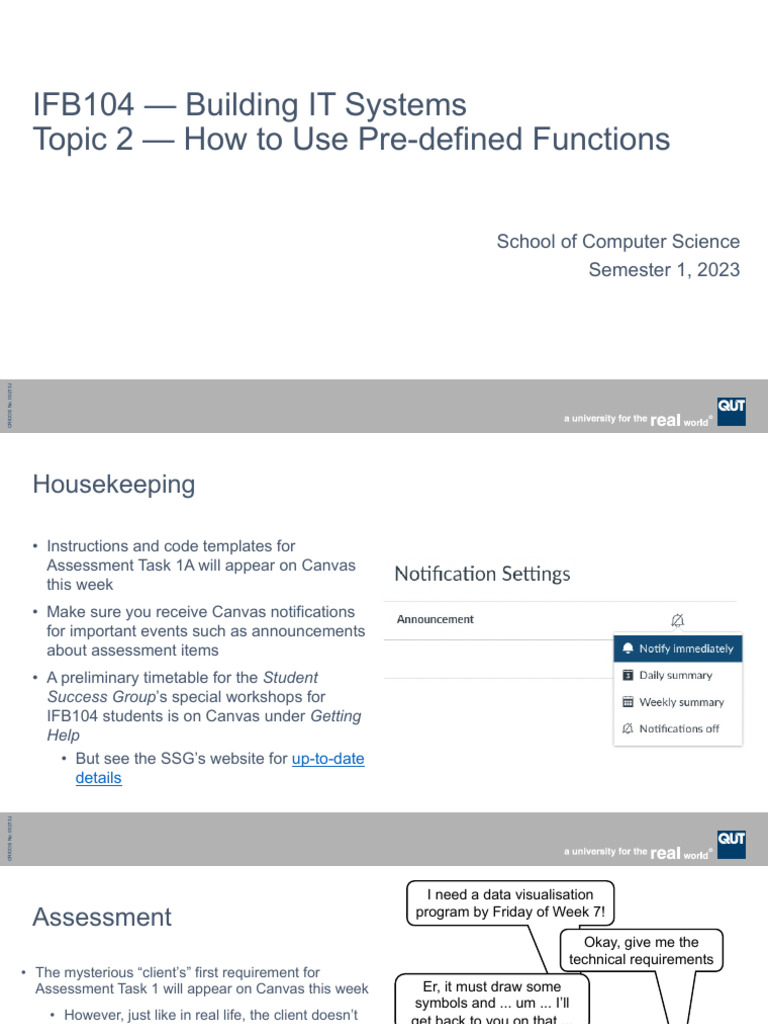 IFB104 Topic02 CallingFunctions | PDF | Parameter (Computer Programming) | Function (Mathematics)