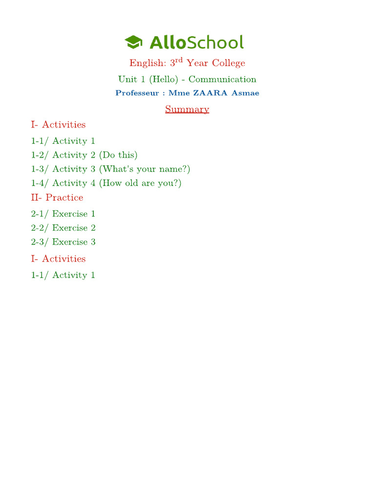 Unit 1 Hello Communication | PDF