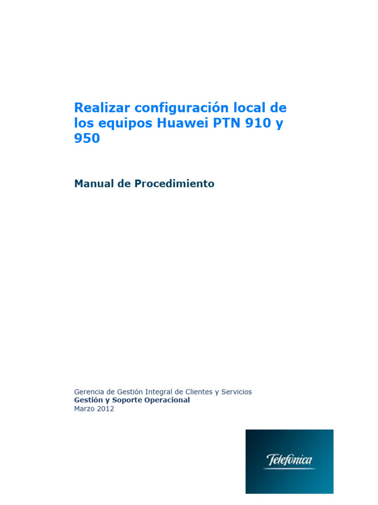 Manual de Procedimiento para Realizar Configuracion Local de PTN 910 y ...