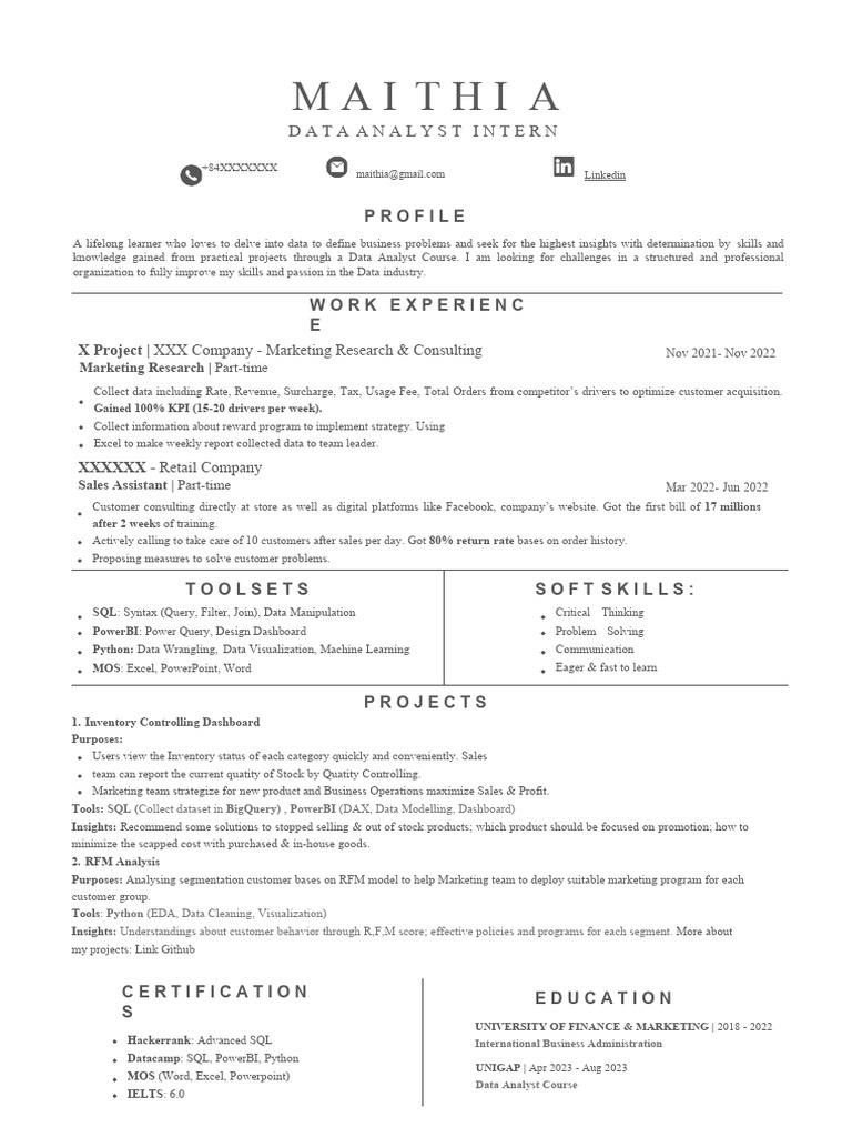 Template CV 7 | PDF | Marketing | Data Analysis
