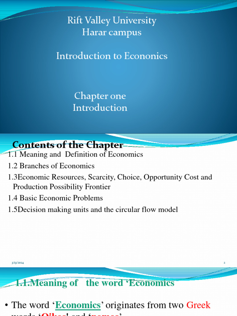 Rift Valley University Harar Campus Introduction To Econonics | PDF ...