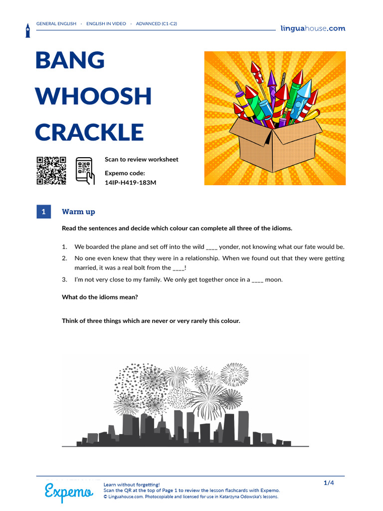 Bang Whoosh Crackle British English Teacher | PDF | Fireworks ...