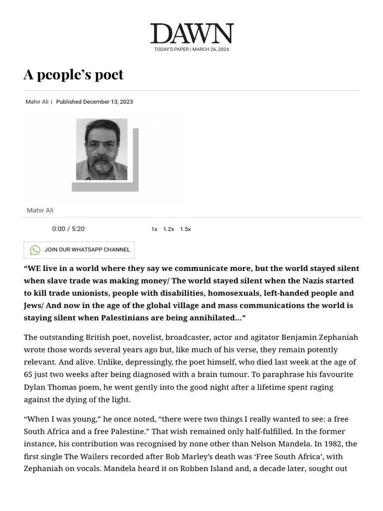 Benjamin Zephaniah's Legacy | PDF | History