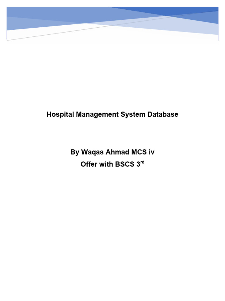 Hospital Management System Database | PDF | Databases | Electronic ...